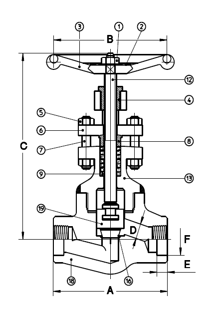 1" Valve Globe Valve Outside Screw Stem -Screw Welded Bonnet -Class 15 ...